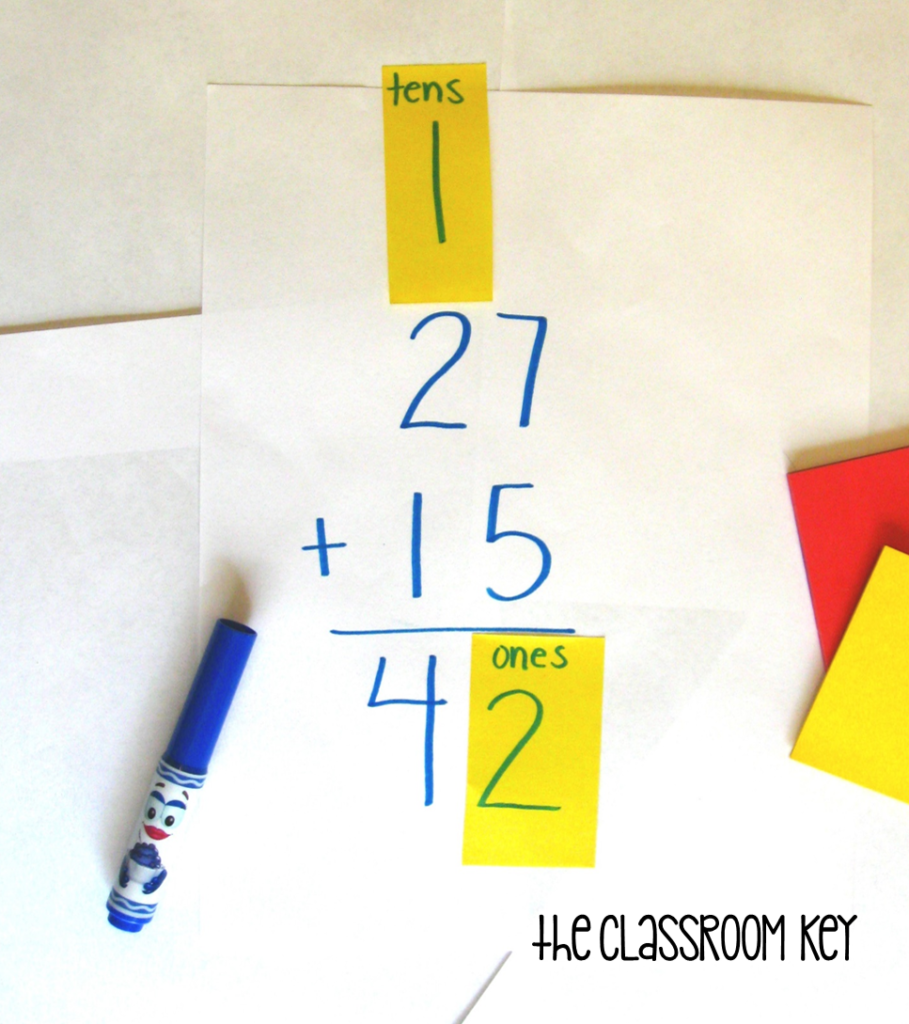 Help Students Understand Addition With Regrouping Using Sticky Notes ...