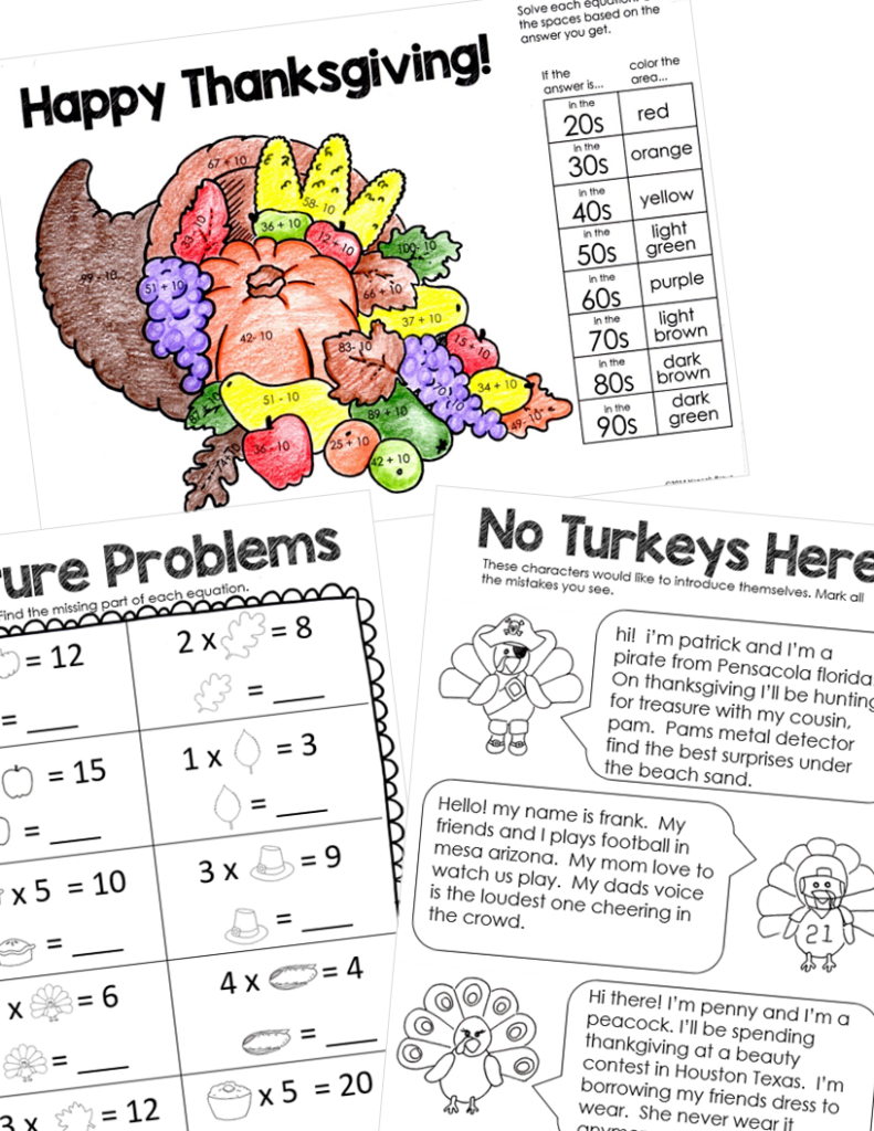 Thanksgiving Packet 3rd - The Classroom Key
