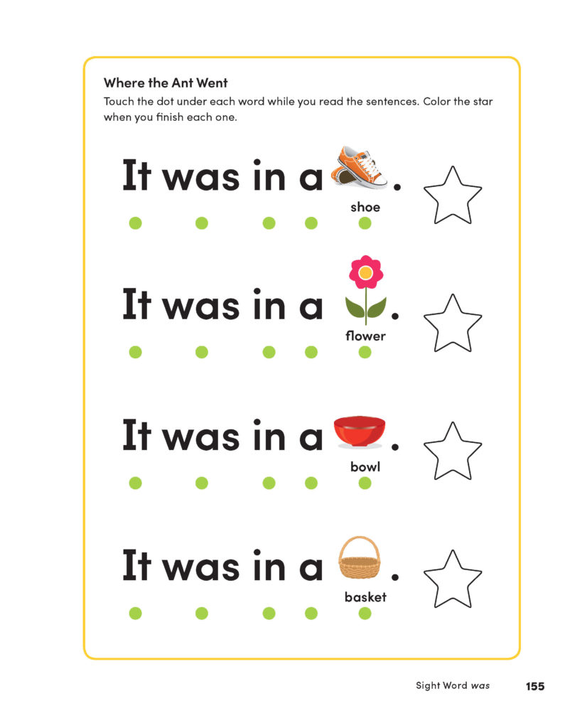 Sight Word Was Page 2 The Classroom Key