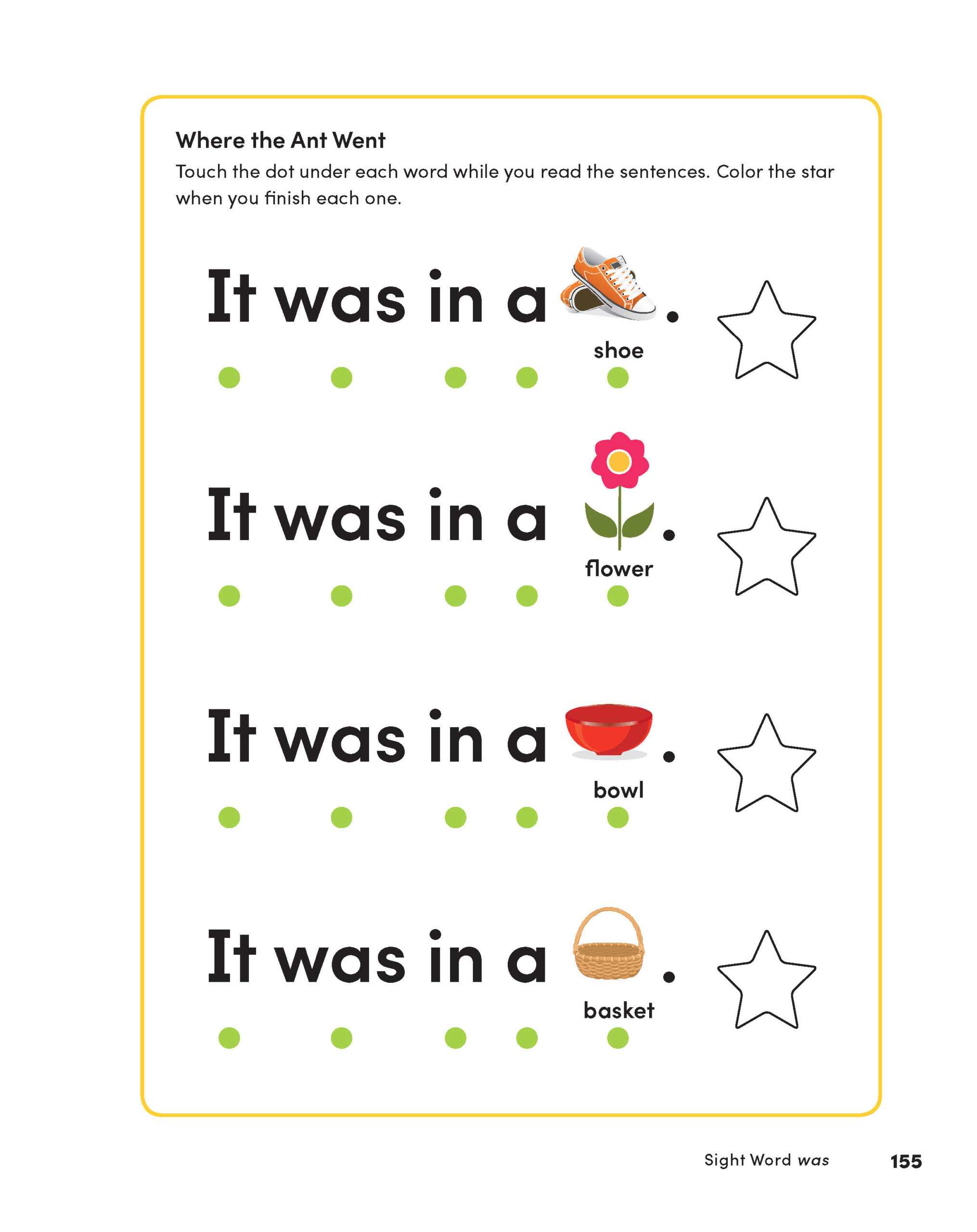 Sight Word Was Page 2 The Classroom Key