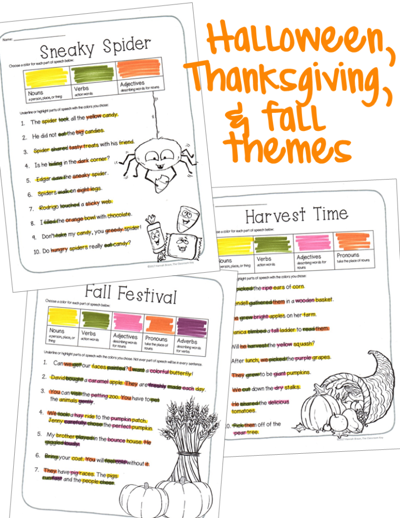 Parts of Speech Fall - The Classroom Key
