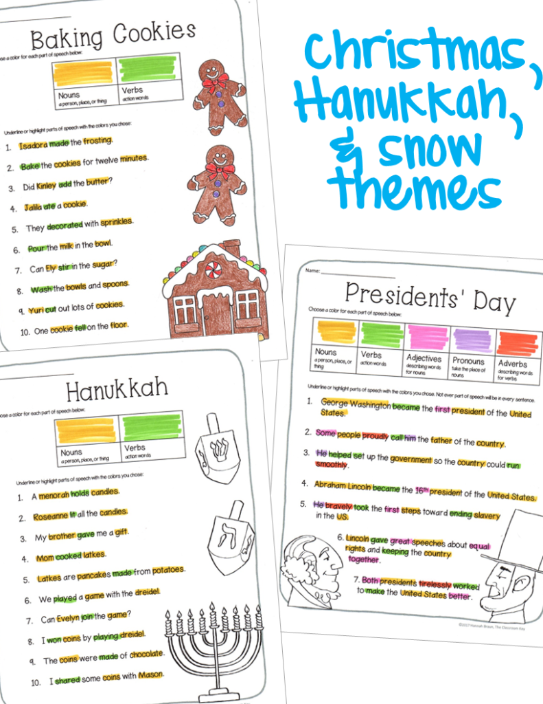 Parts of Speech Winter - The Classroom Key