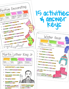 Parts of Speech Winter - The Classroom Key