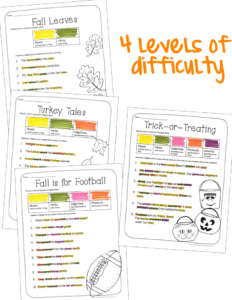 Parts of Speech Fall - The Classroom Key