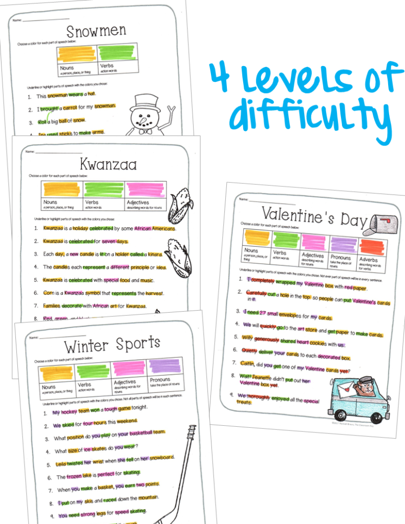 Parts of Speech Winter - The Classroom Key