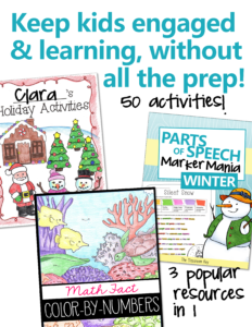 Winter Learning Activities for 1st Graders, Reading, Writing and Math