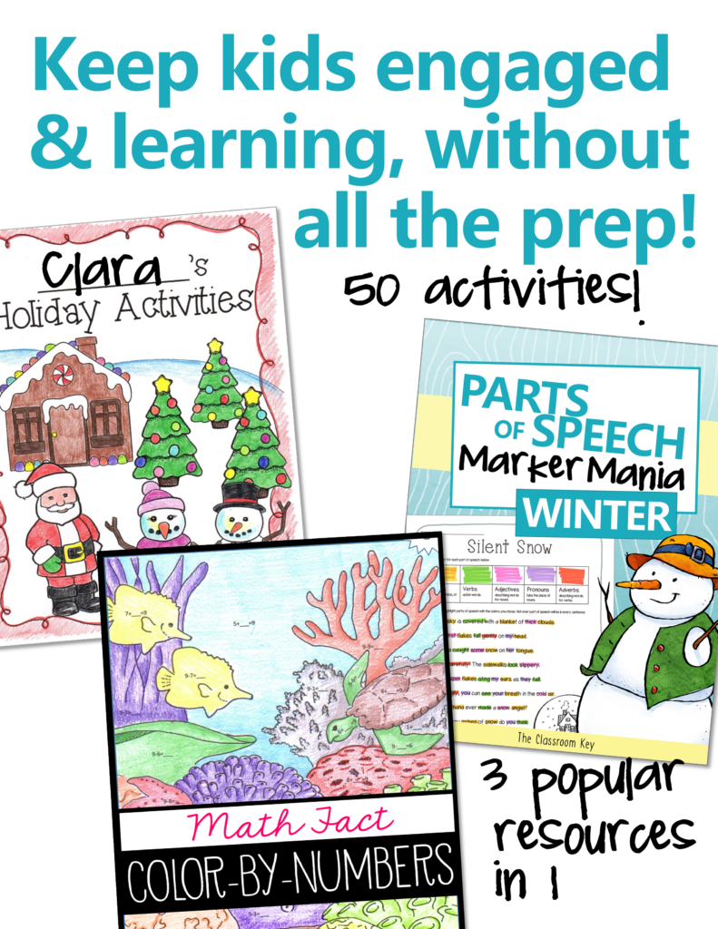 Winter Learning Activities for 1st Graders, Reading, Writing and Math