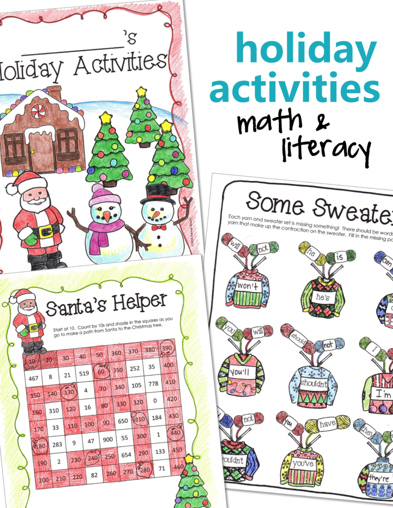 Winter Learning Activities for 1st Graders, Reading, Writing and Math