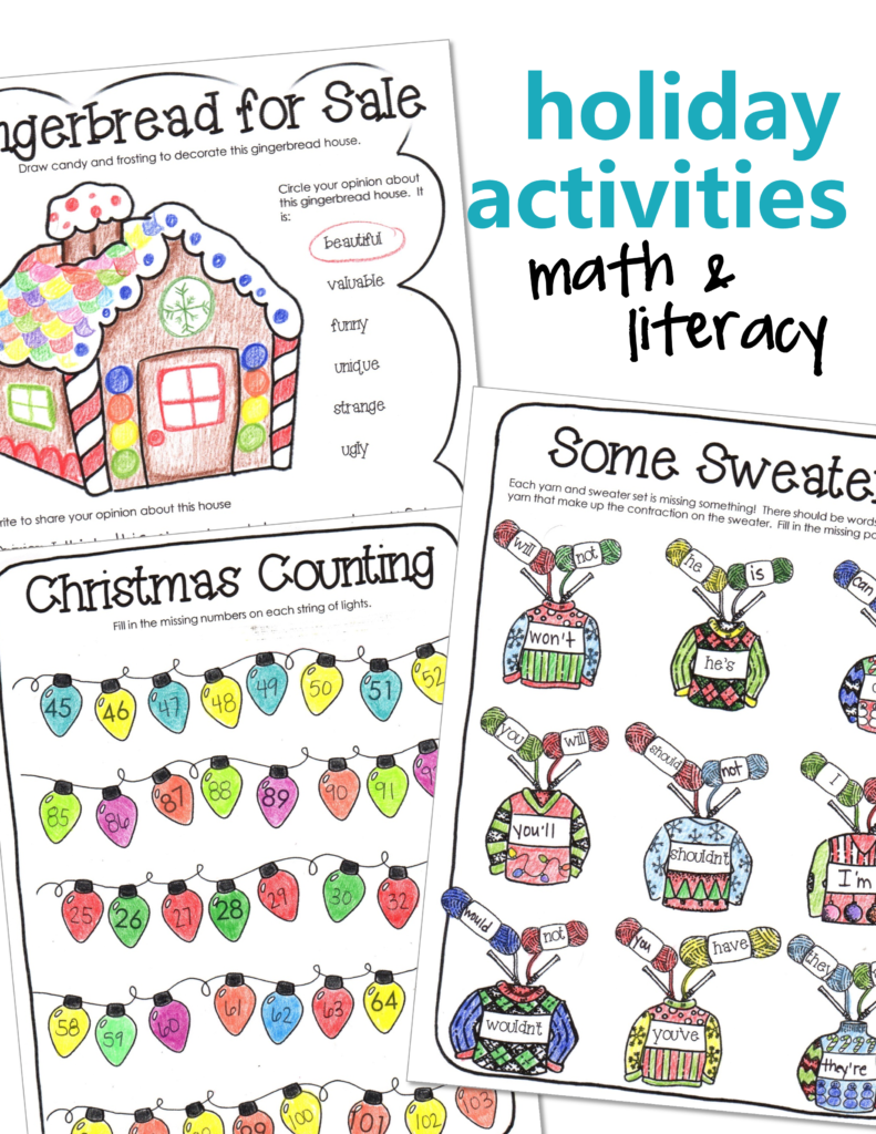 Winter Learning Activities for 1st Graders, Reading, Writing and Math