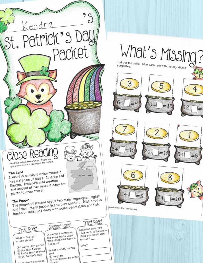 St. Patrick's Day Packet 1st - The Classroom Key